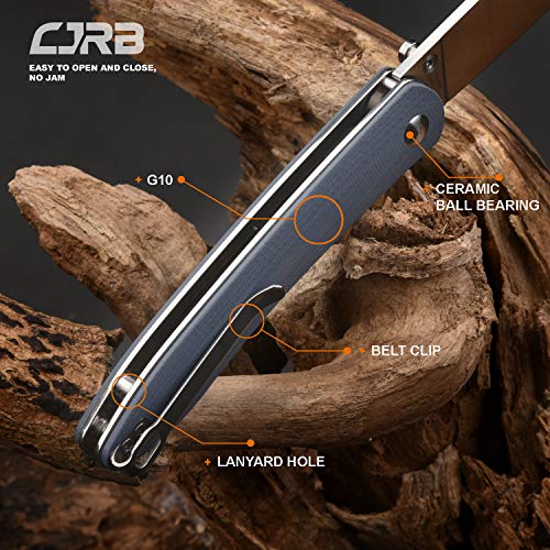CJRB Folding Pocket Knife Ria(J1917), Small Tactical Knife with 0.1β 12C27 Blade and Micarta Handle for EDC Outdoor, Camping, Survival, Hunting, Fishing,Blue