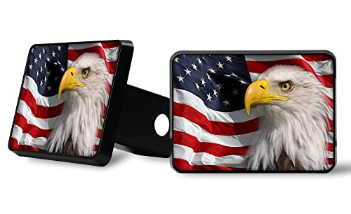 HOMETRIP US Bald Eagle Flag Trailer Hitch Cover Plug Fits 2 inch Receivers, 4 x 4 x 5 inches