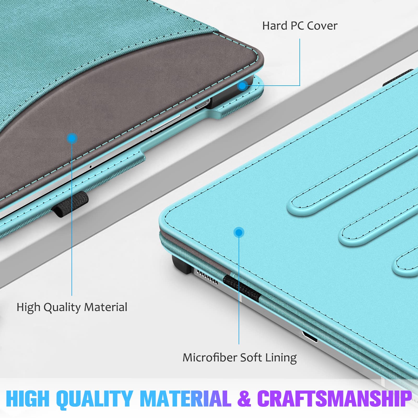 Fintie Case for Samsung Galaxy Tab S10 Plus/ S9 Plus/ S8 Plus/ S7 FE/ S7 Plus 12.4 Inch, Multi-Angle Viewing Protective Cover with Pocket, Auto Sleep/Wake, Turquoise