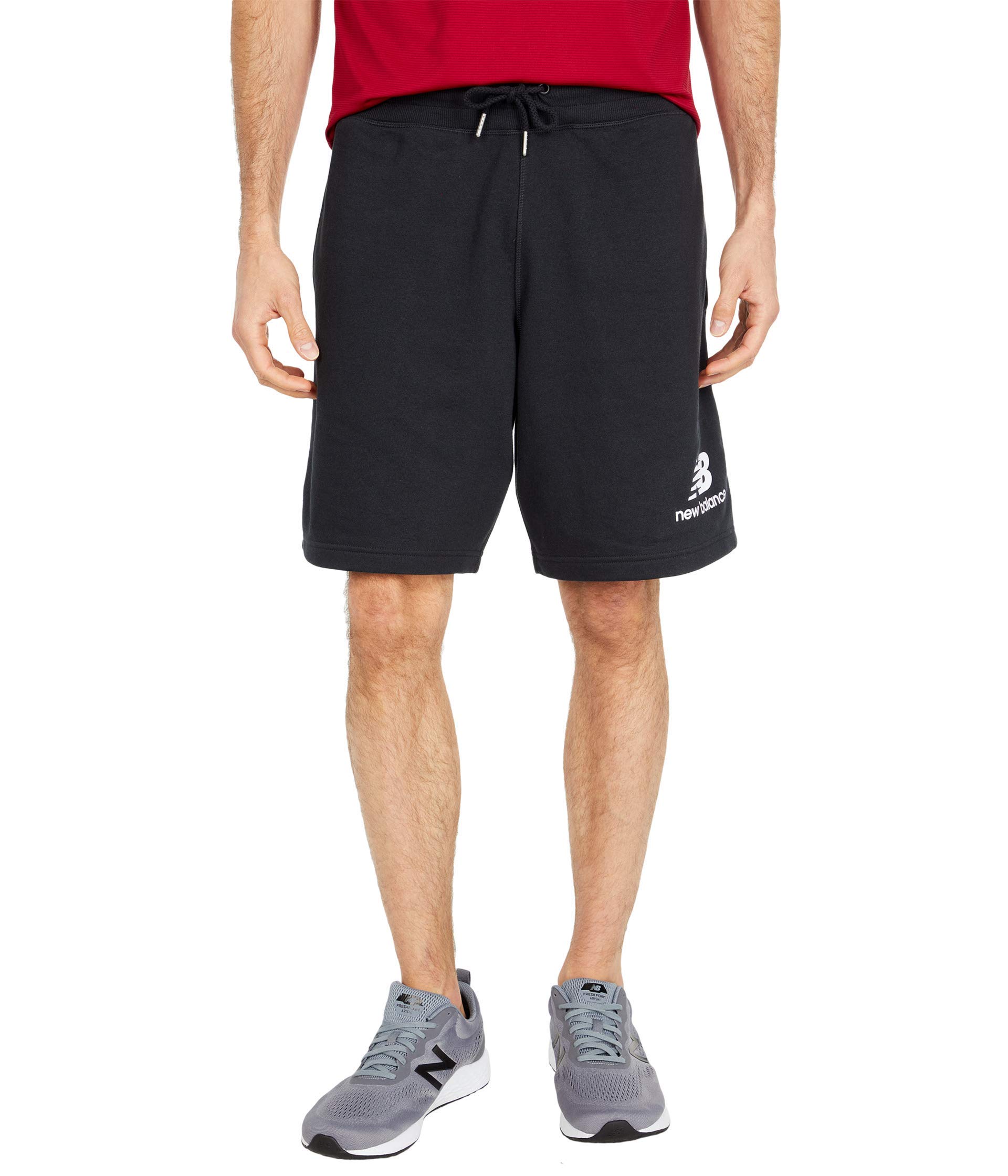 New Balance Men's NB Essentials Stacked Logo Short, Black , Large
