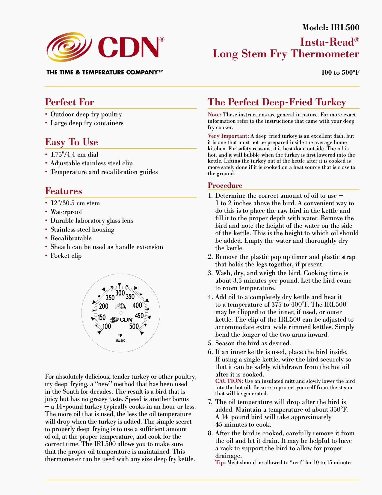 CDN IRL500 Long Stem Fry Thermometer – 12",Silver