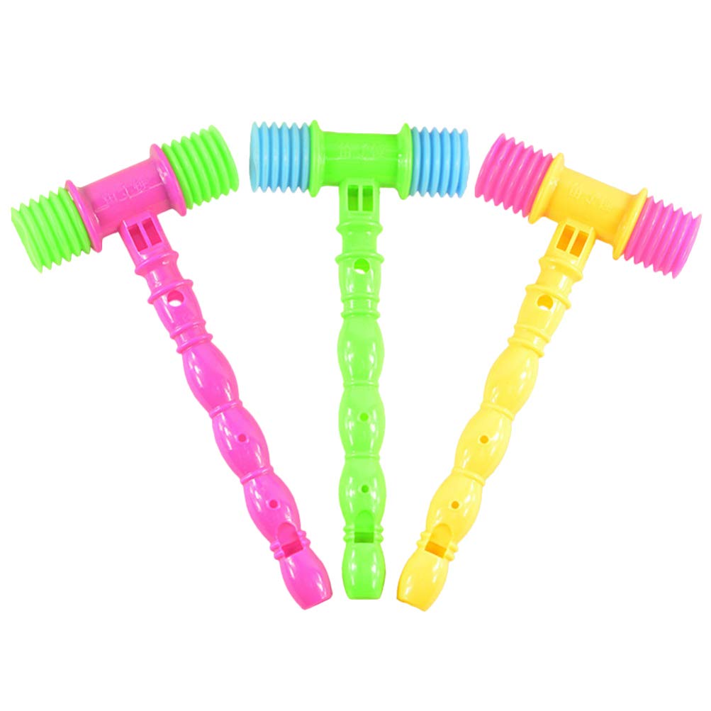NUOBESTY 12pcs Hammer Pounding Toy Plastic Gavel Squeaky Toy Carnival Hammer with Whistle Music Sound Toys for Birthday April Fools Day Jokes Party Supplies