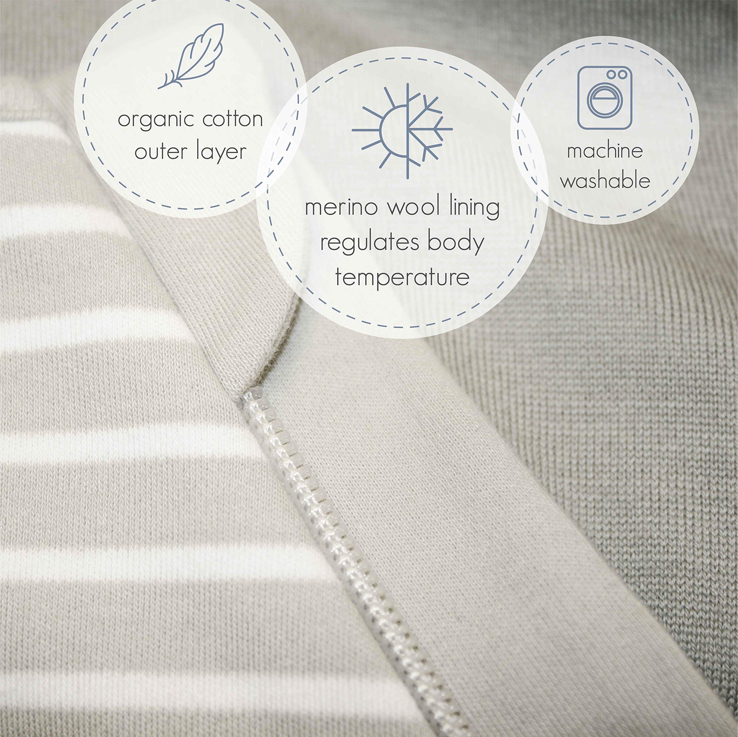 Woolino 4 Season Classic Baby Sleep Bag - Merino Wool and Organic Cotton - Two-Way Zipper Newborn Sleeping Sack - Infant Wearable Blanket - 0-6 Months - Earth
