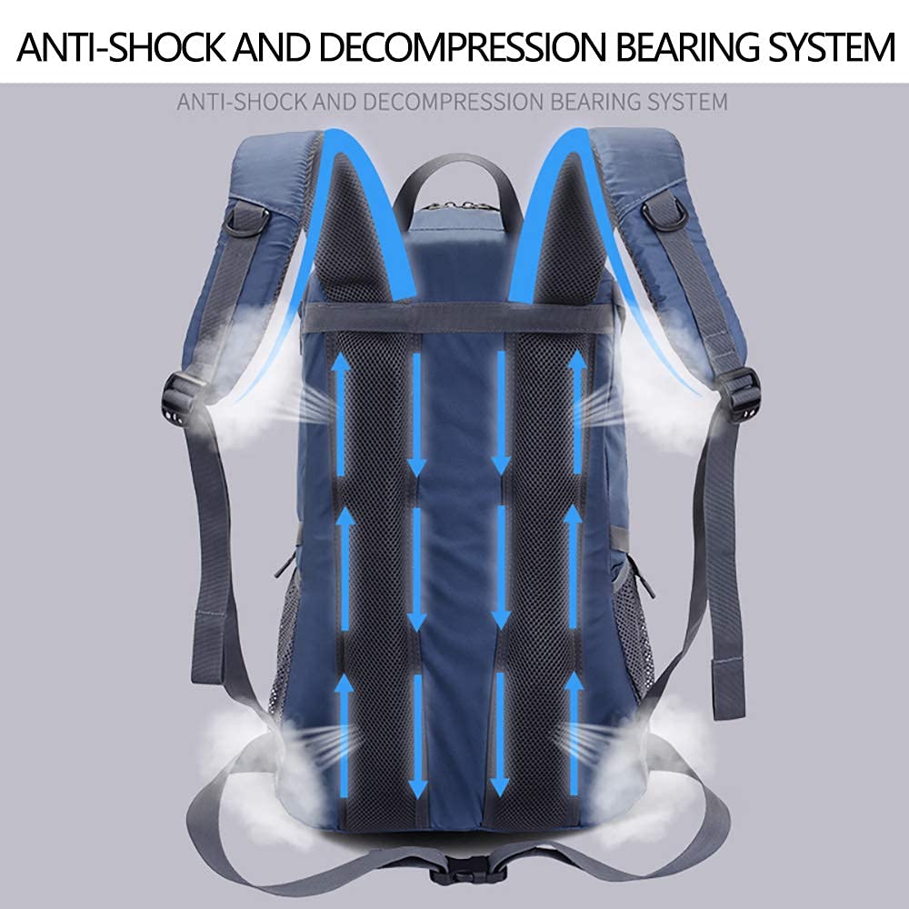 Bseash 40L Waterproof Hiking Camping Backpack,Outdoor Sport Lightweight Daypack Travel Bag for Mountaineering Skiing Climbing Cycling (Navy Blue)
