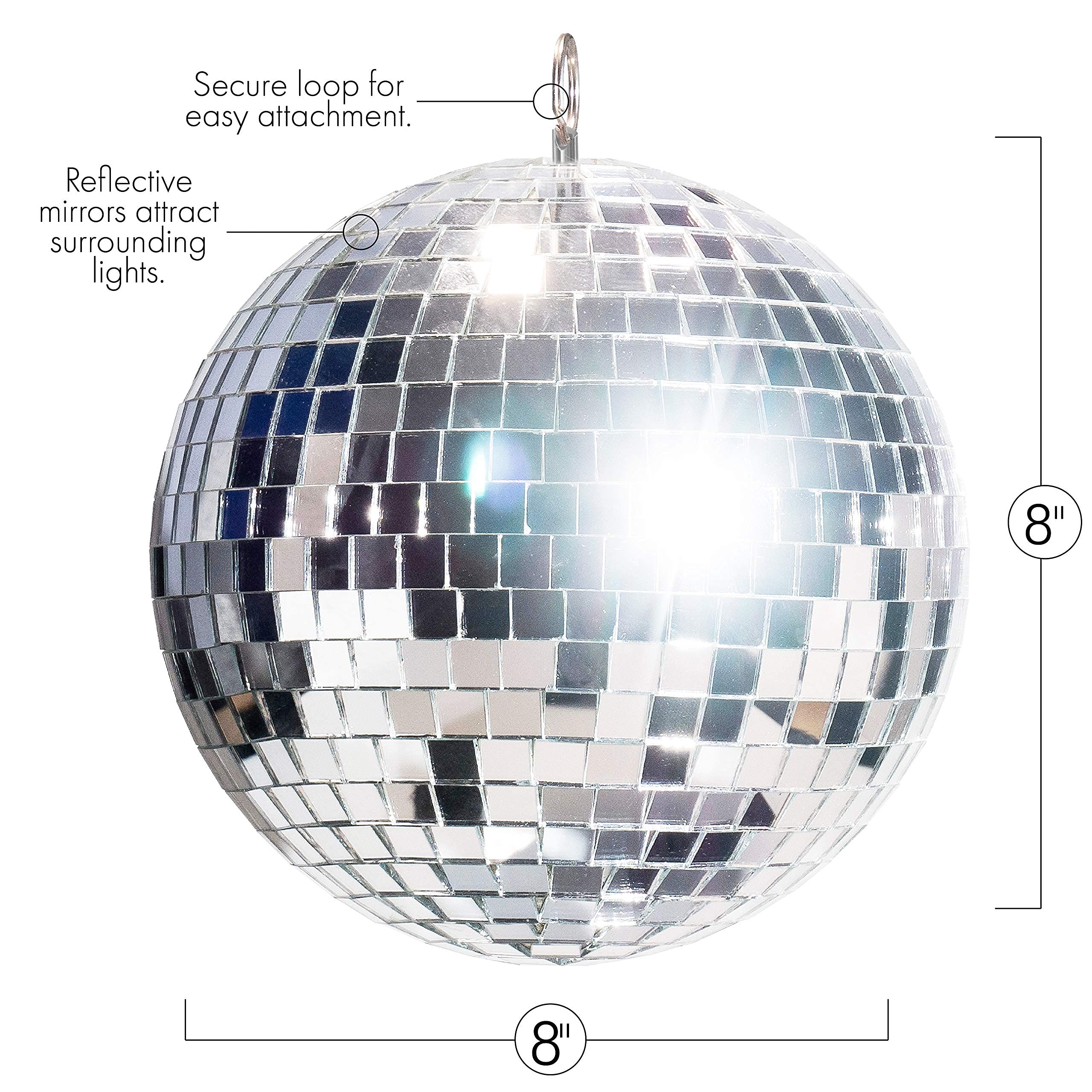 Big Mo's Toys Disco Ball - Silver Mirror Hanging Disco Ball Party Decoration Accessories for 70s Parties