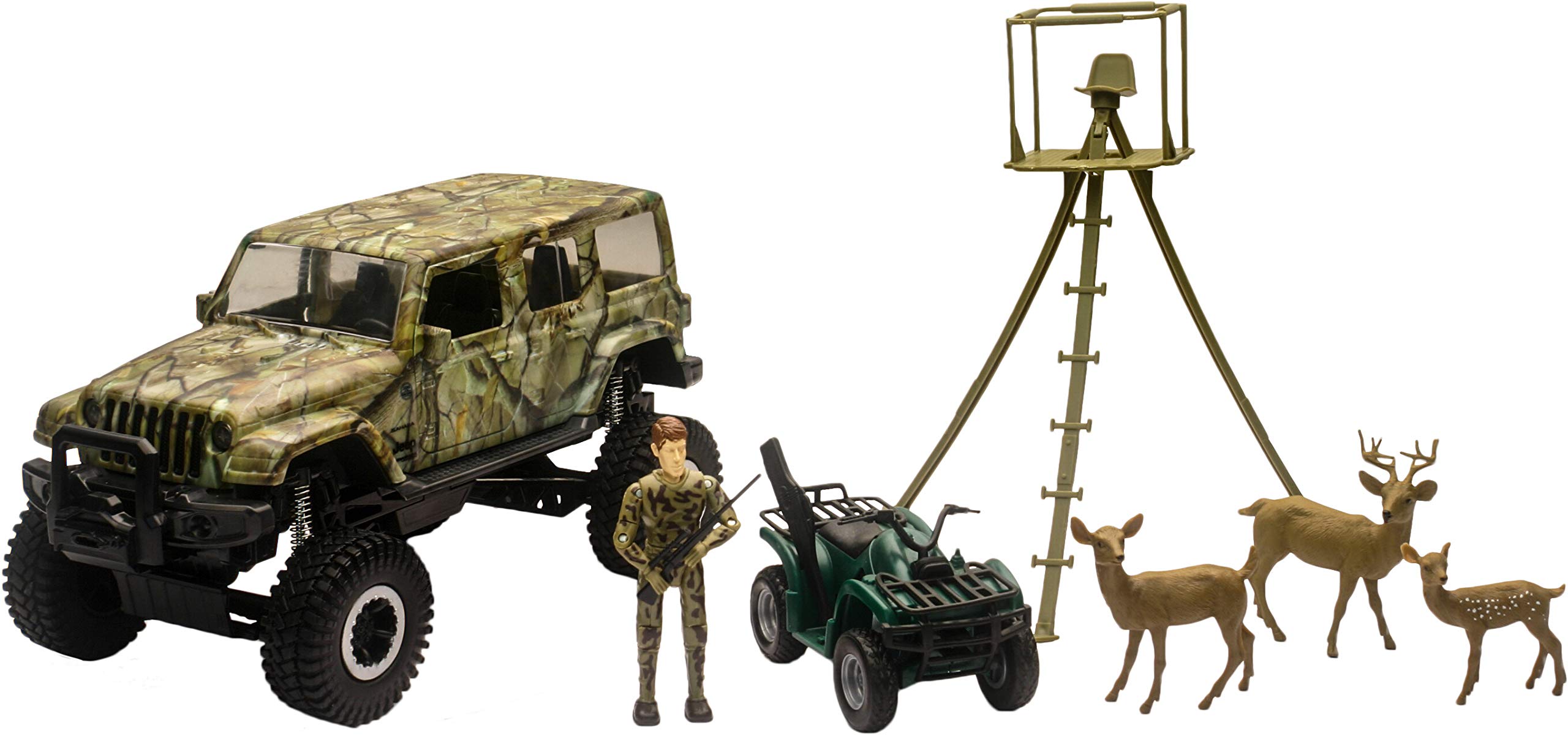 New-Ray 1:18 Scale Jeep Wrangler Deer Hunting Set