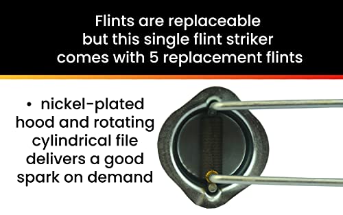 Hot Max 24172 Single Flint Striker with 5 Replacement Flints