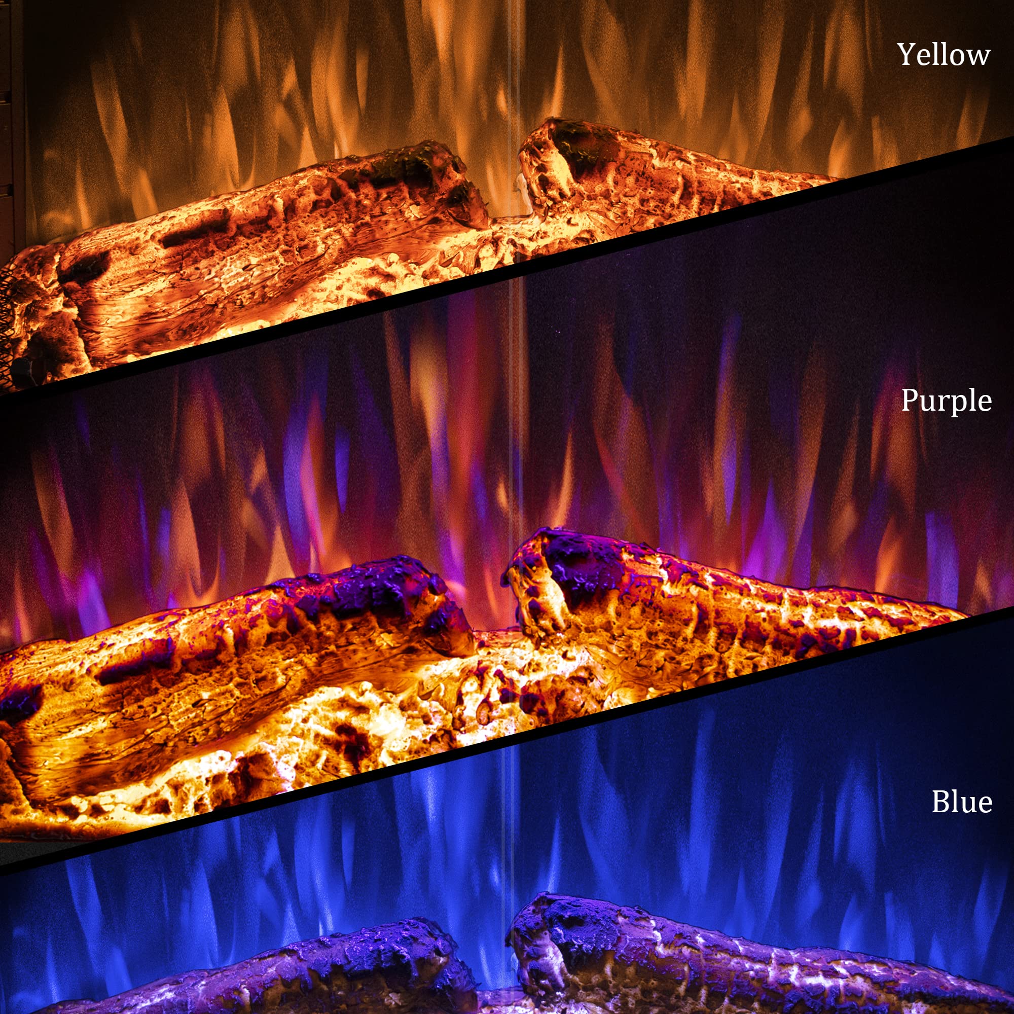 Benrocks 36β Electric Fireplace Inserts with Glass Door and Mesh Screen, Multicolor Flames & Fire Crackling Sounds, Timer, Overheating protection Fireplace Heater, 750/1500W
