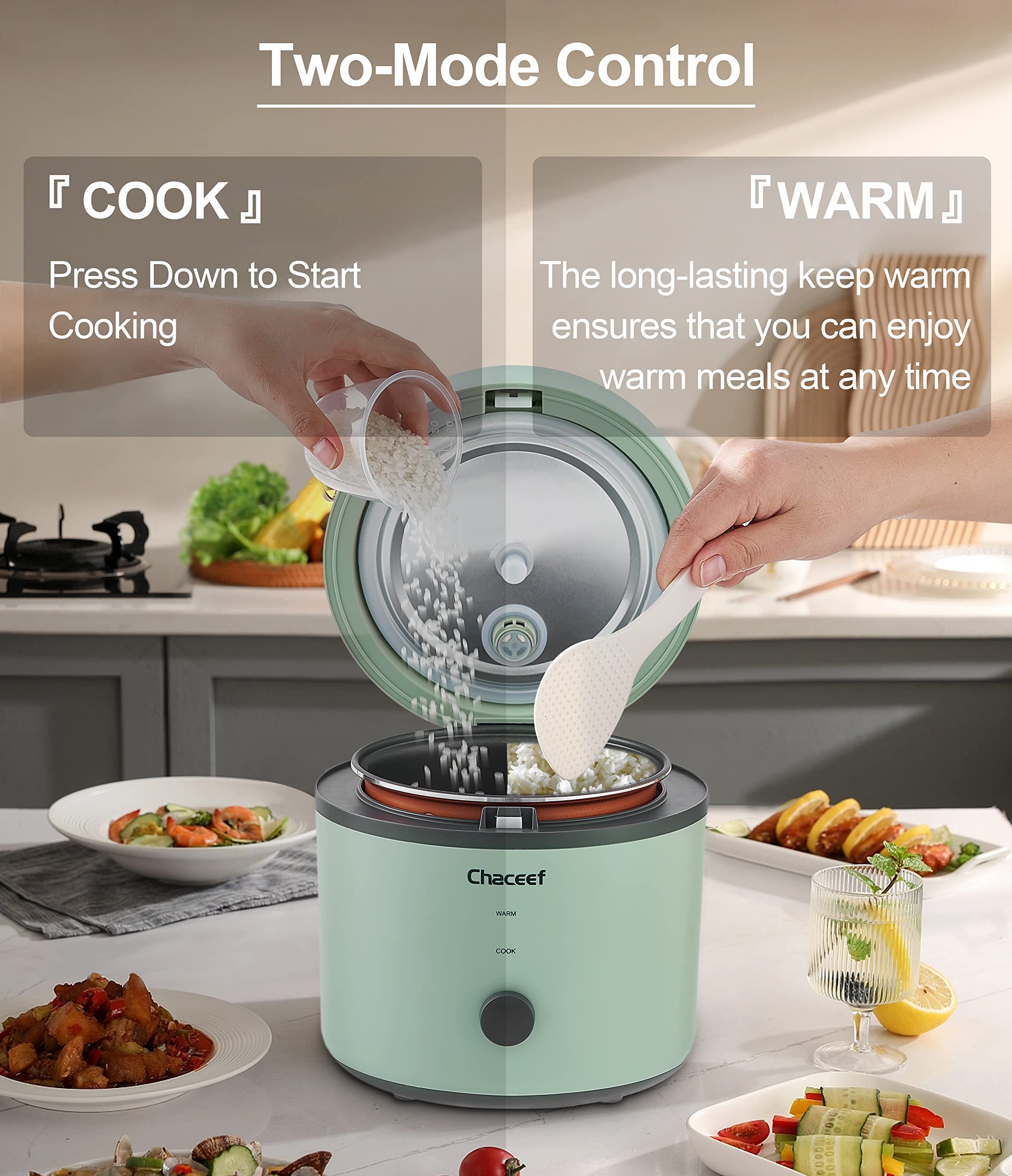 CHACEEF Rice Cooker 3-Cups Uncooked & CHACEEF Travel Electric Kettle
