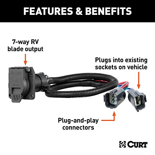 CURT 56443 Vehicle-Side Custom RV Blade 7-Pin Trailer Wiring Harness, Fits Select Ford F-250, F-350, F-450 Super Duty