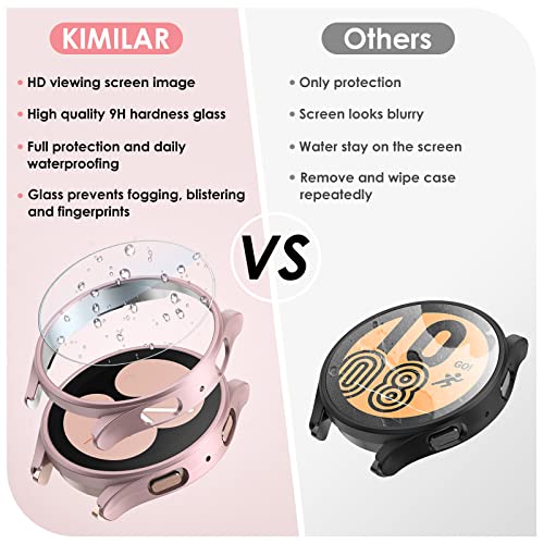 KIMILAR [5+5 Pack] Galaxy Watch 5/Galaxy Watch 4 Screen Protector Case 40mm, Anti-Fog Tempered Glass and Hard PC Protective Bumper Compatible with Samsung Galaxy Watch 5 40mm and Galaxy Watch 4 40mm
