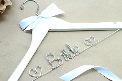 Bridal Hanger with Hearts, Wedding Hanger, White
