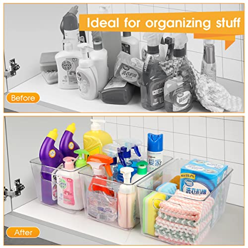 Clear Plastic Storage Bins β Kitchen Organization Pantry Storage β Fridge Organizer, Cabinet Organizers and Storage Bins with Handles for Counter-tops, Refrigerator, Bedrooms, Bathrooms (Bins-5PCs)