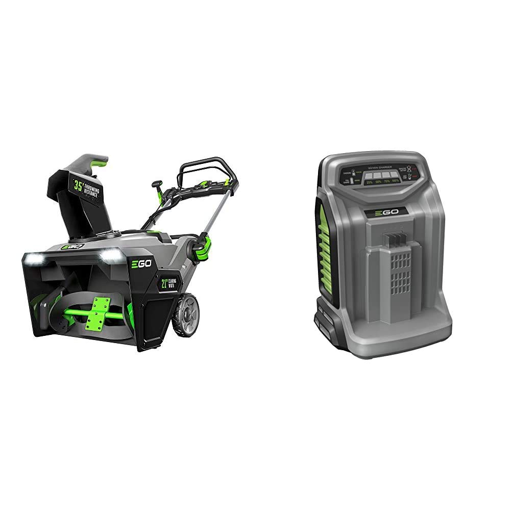 EGO Power+ SNT2102 21-Inch 56-Volt Cordless Snow Blower with Peak Power Two 5.0Ah Batteries and Charger Included & CH5500 56-Volt Lithium-ion Rapid Charger