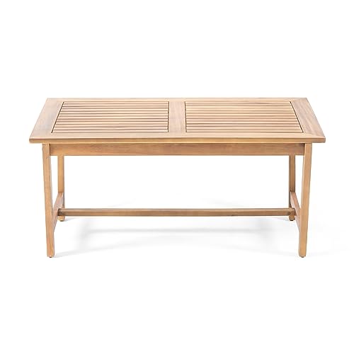 Christopher Knight Home Panama Outdoor Acacia Wood Chat Set with Water Resistant Cushions, 4-Pcs Set, Teak Finish / Grey