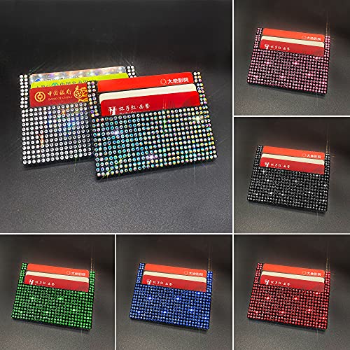 Pomelo Litchi Pitaya Leather Rhinestone Wallets for Women Crystal Bling Slim Small Card Holder Wallet (Multi)