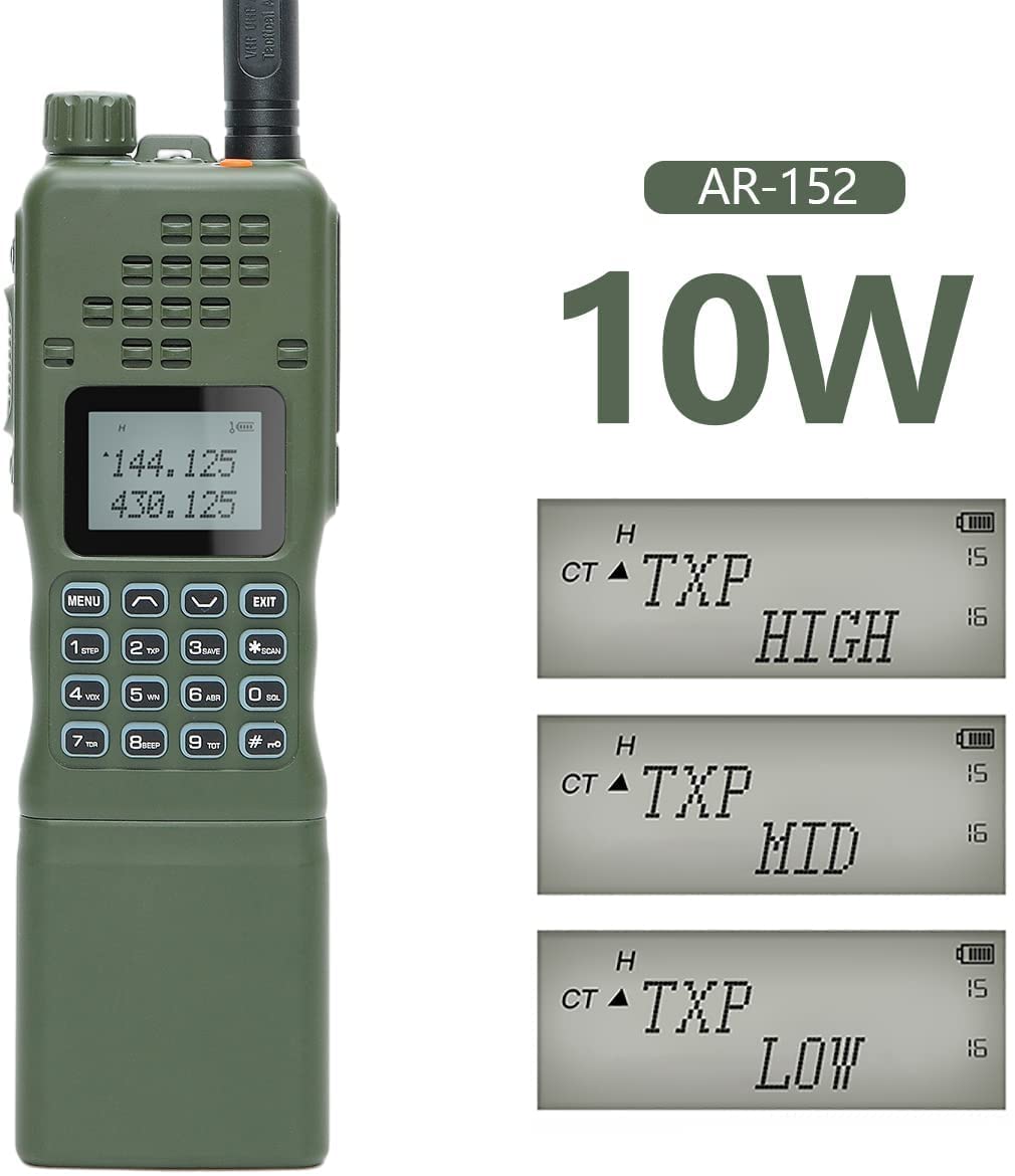 Baofeng AR-152 10W Ham Radio Powerful Military Grade Tactical Long Range Walkie Talkie with Speaker Mic, Car Charger and more 12000mAh Battery Portable Tactical Two Way Radio Full Set