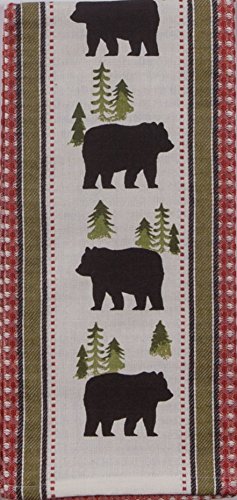 Cabin Lodge Themed Wilderness Kitchen Towels With Bear And Moose, 2 Piece Bundle