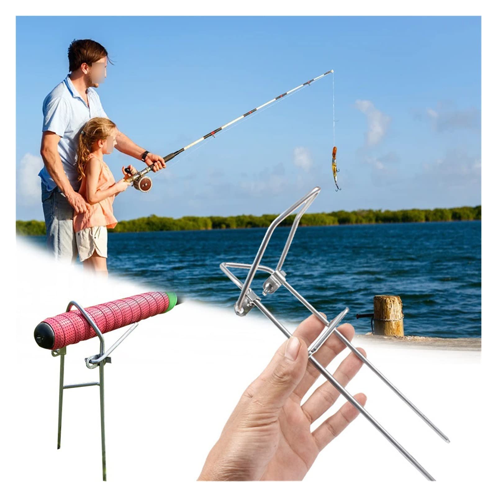 Bmwjrzd LIUYI Fishing Bracket Dual-Purpose Fishing Rod Adjustable Fish Practical Pole Holder Bracket Fishing Gear Rack Tool Accessory Support (Color : Golden)