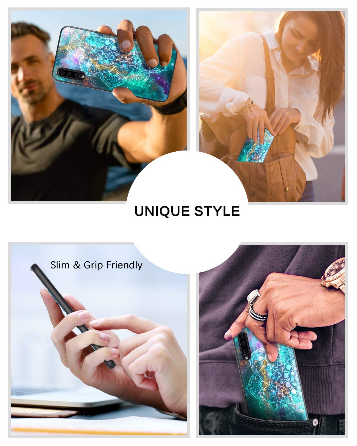 BENTOBEN Case for Samsung Galaxy A50 / A50s / A30s Case (2019), Slim Fit Glow in The Dark Soft Flexible Bumper Protective Shockproof Anti Scratch Cases Cover for Samsung Galaxy A50, Mandala in Galaxy