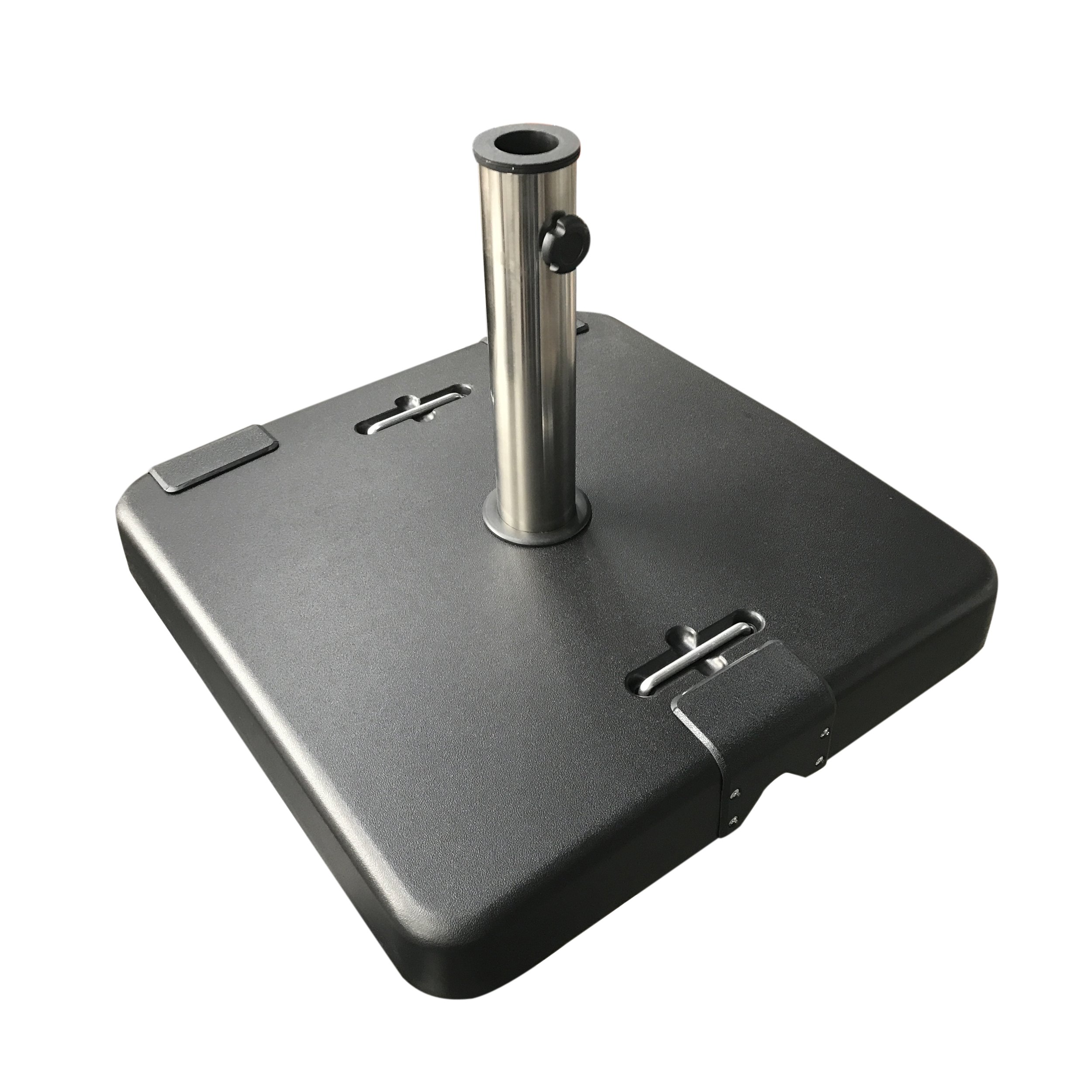 Christopher Knight Home Larissa Outdoor 119lb Concrete Square Umbrella Base with Stainless Steel Collar, Black