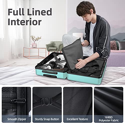BEOW Luggage Sets Expandable Lightweight Suitcases with Wheels PC+ABS Durable Travel Luggage TSA Lock Mint Green 3pcs