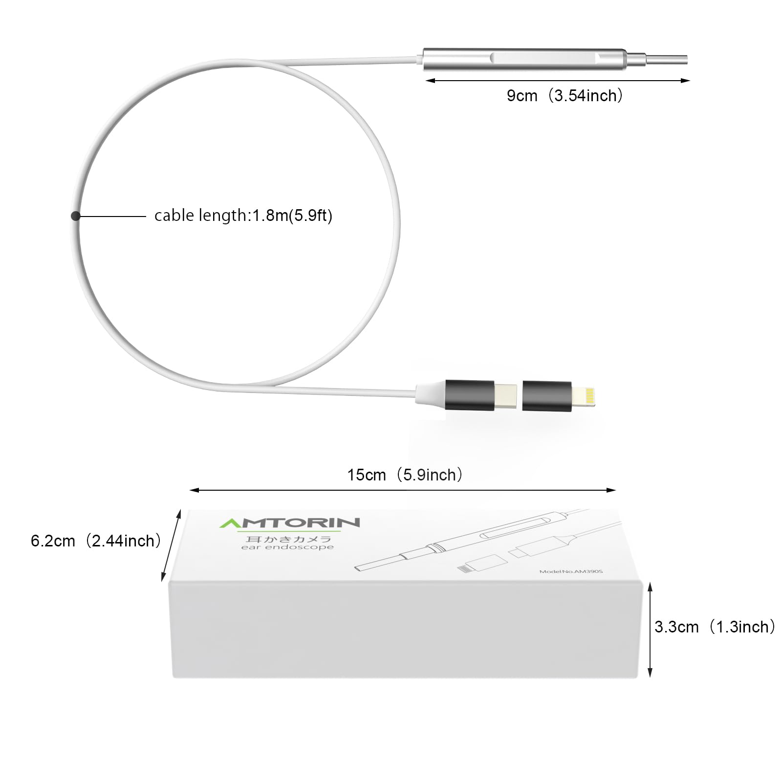 Ear Wax Removal AMTORIN 1080P,No WiFi Needed, Plug and Play,Earwax Remover Tool Compatible with iPhone 15,iPhone and Android Phone, Photo and Video Function, Ear Cleaner for iOS and Android (3.9mm)