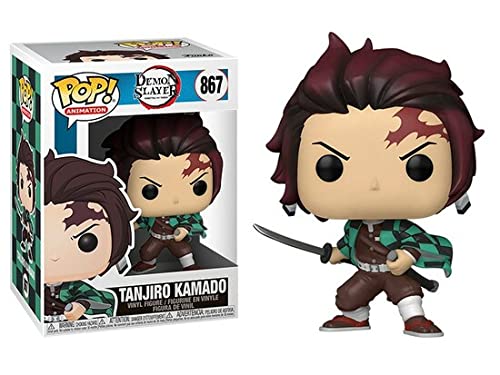 POP Demon Slayer - Tanjiro Kamado Funko Vinyl Figure (Bundled with Compatible Box Protector Case), Multicolor, 3.75 inches