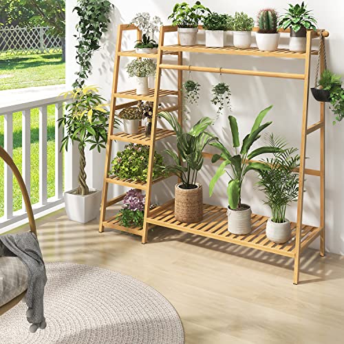 FZFHSJ Clothing Garment Rack Extral Large Clothes Organizer with 7-Tier Storage Shelves Hanging Hook