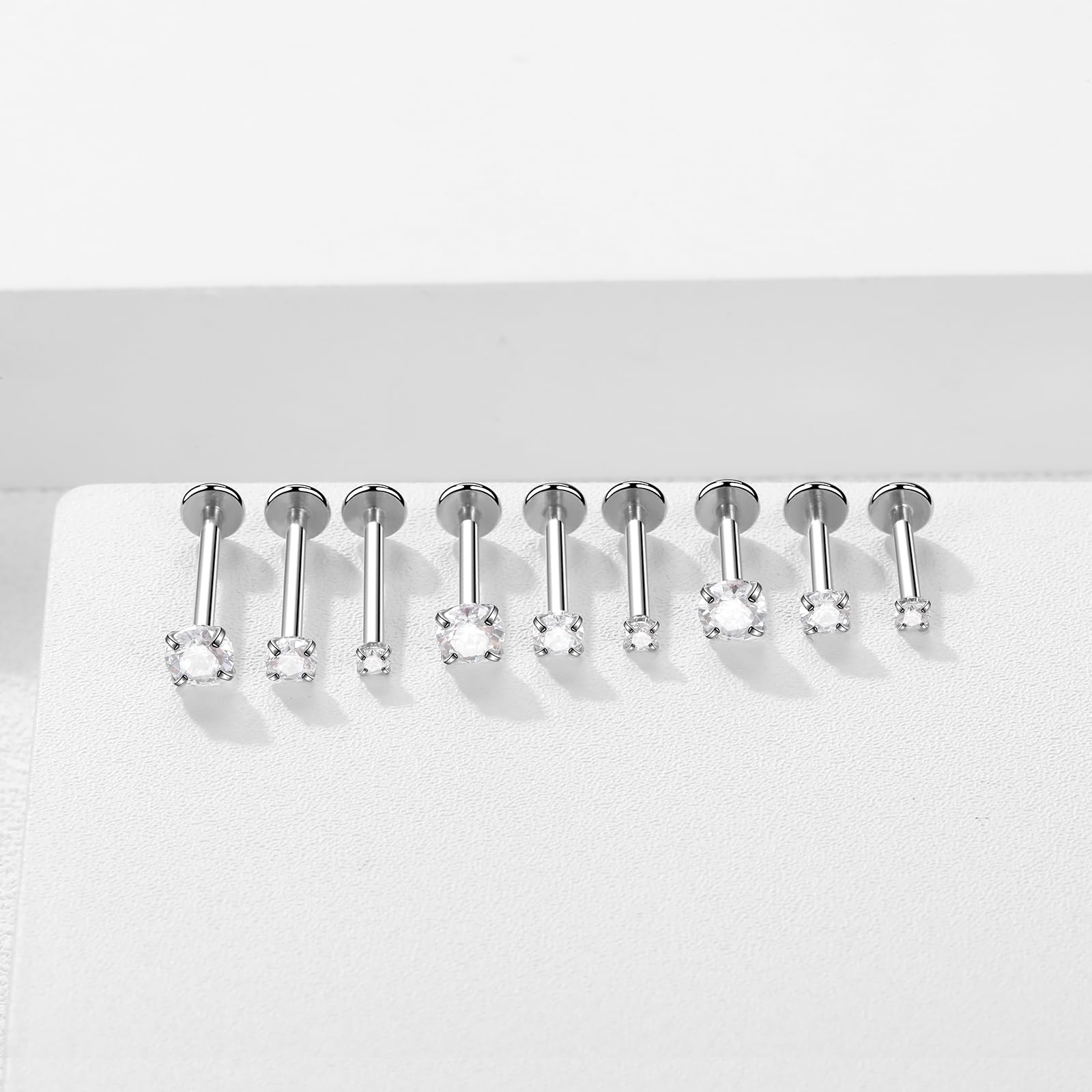 Aumeo 20G Dangle Nose Rings Studs for Women L Shaped Nose Studs CZ Heart Star Flower Dangling Nose Piercing Jewelry(Flower and Water Drop)