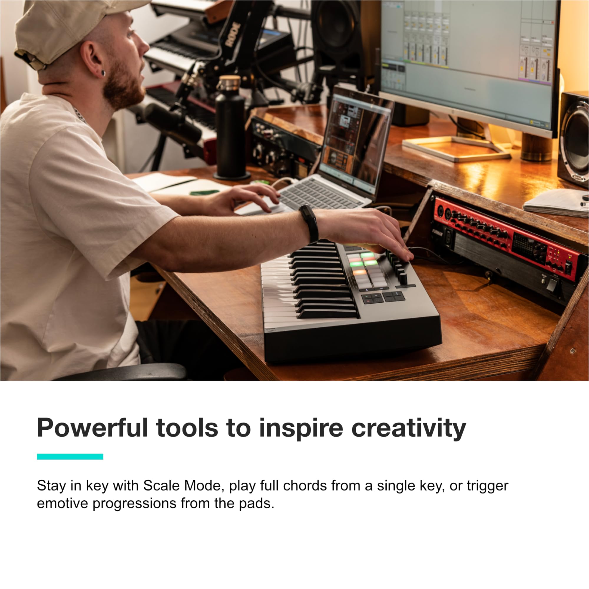 Novation Launchkey 61 [MK3] MIDI Keyboard Controller — Seamless Ableton Live Integration. Chord Mode, Scale Mode, and Arpeggiator. All the software you need for Music Production.