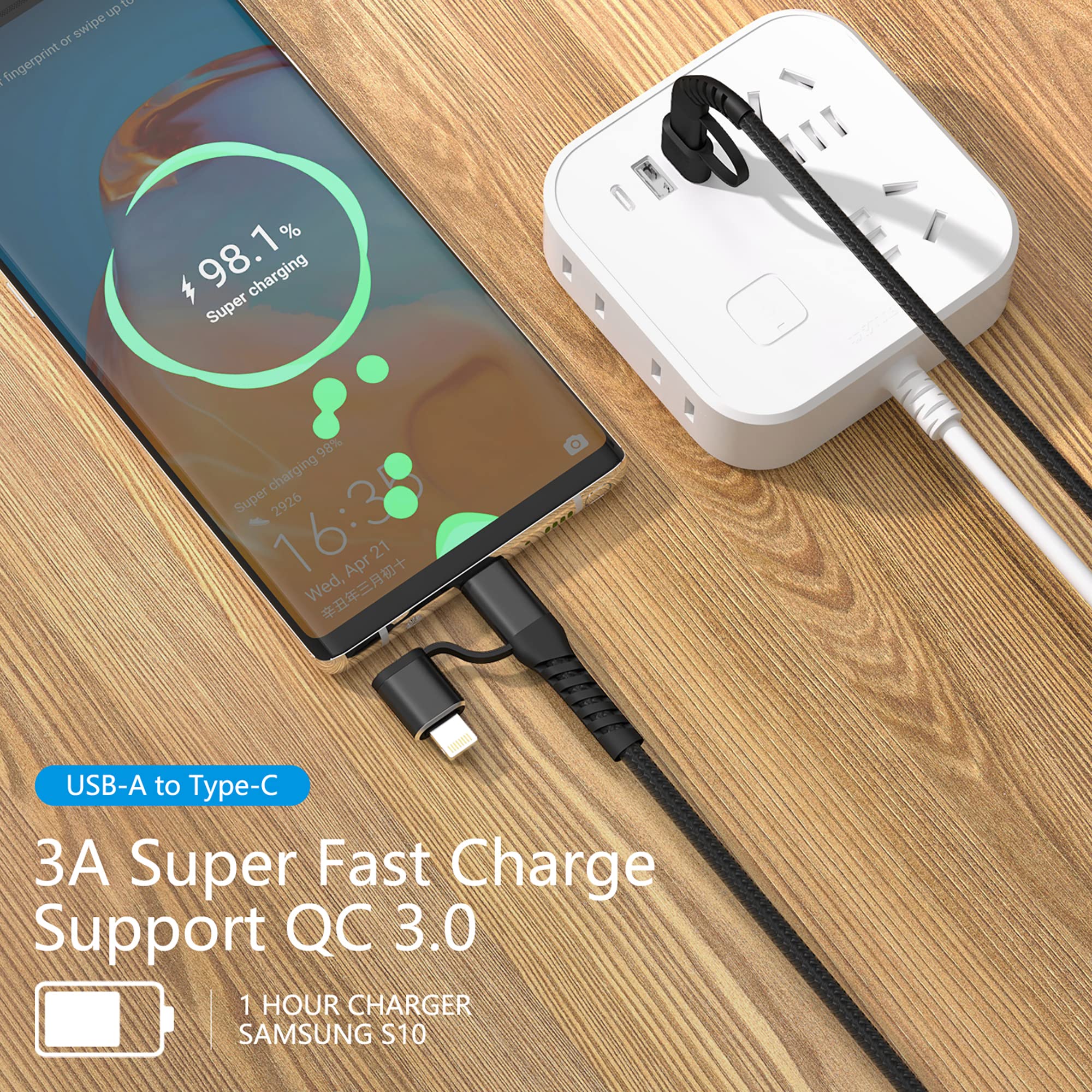 iPhone 15 Charging Cable 10ft 2Pack,USB C to USB C 60W 4-in-1 Fast Charger Cord for iPhone 15/14/13/12,for iPad Pro/Mini/Air,MacBook Pro,Samsung Galaxy(Black)