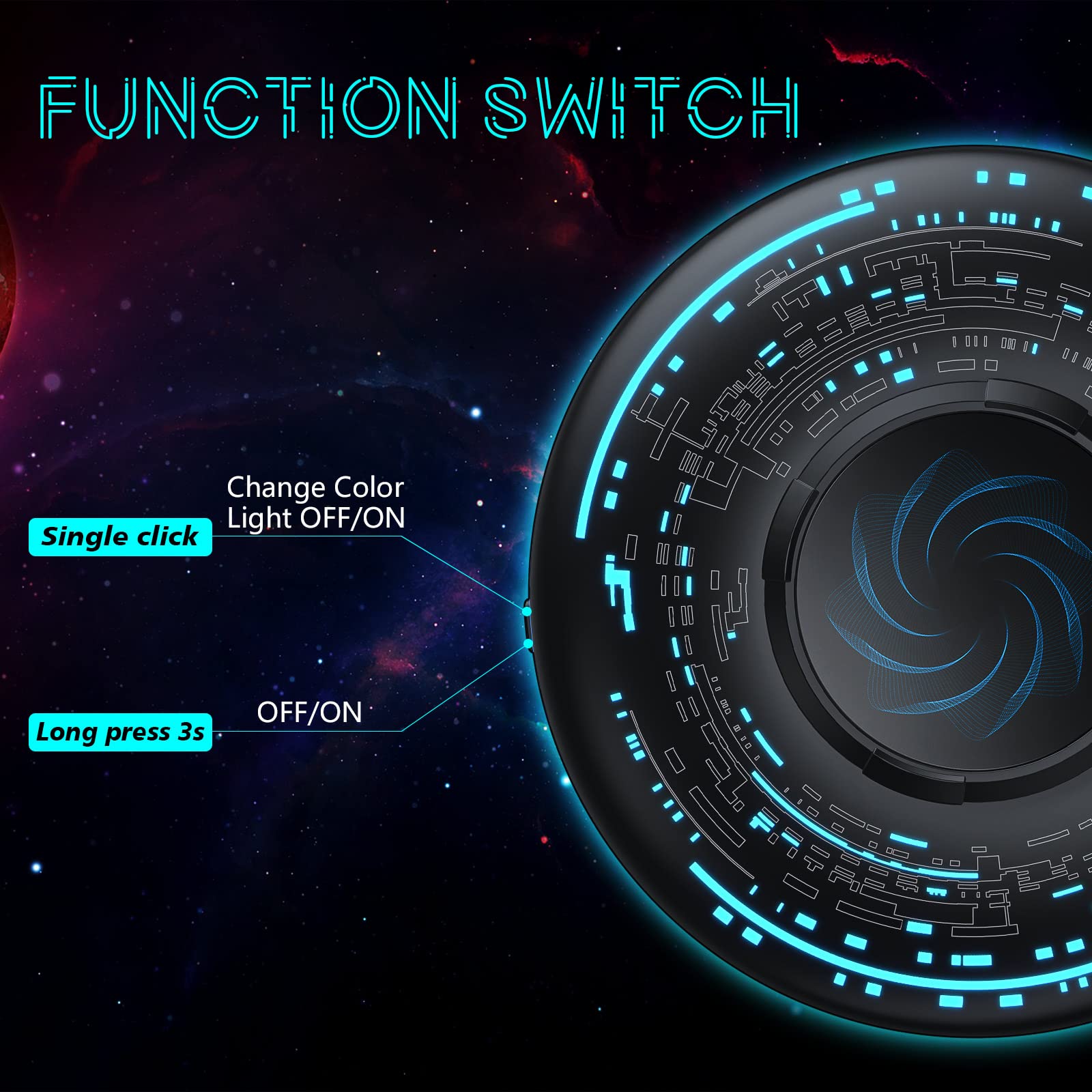 BNING Mouse Mover Device, RGB Breathing Light Mouse Jiggler Undetectable Mouse Shaker Simulator for Computer Laptop Awakening, Include USB C to USB Adapter & Charger (Black Vortex)