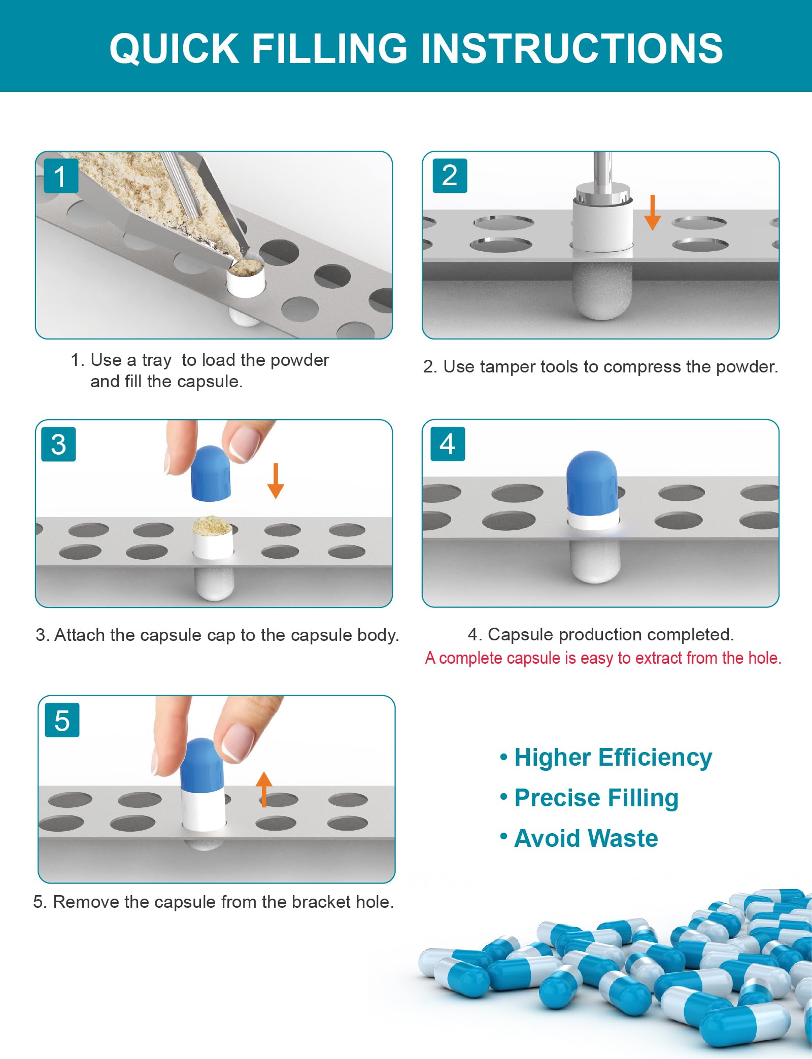 Capsule Filling Machine Kit – Pill Filler Tray Tools for Quickly Maker Empty Gel Capsules All Size 000 00 0 1 2 3 4 5, Lab Spoons Spatula Scoops Tool 13Pcs