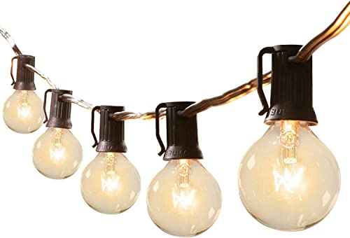 Brightown Outdoor String Lights 25FT G40 Globe Patio Lights with 27 Edison Glass Bulbs(2 Spare), Waterproof Connectable Hanging Light for Backyard Porch Balcony Party Decor, E12 Socket Base, Black