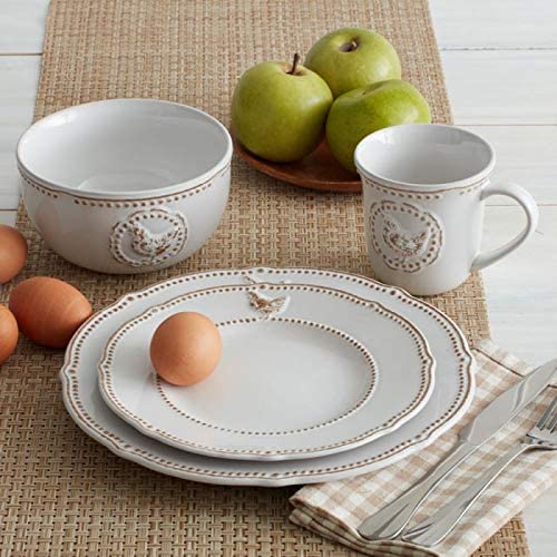Pfaltzgraff Farmhouse Dinnerware Set (16 Piece), Blue, White