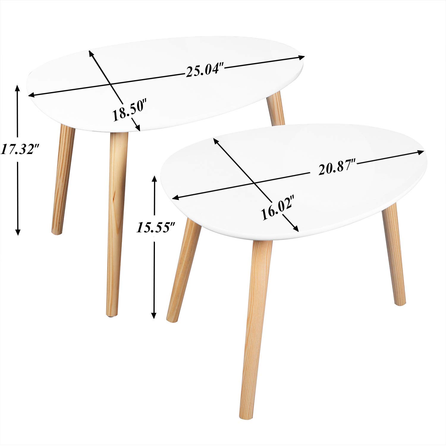Bonnlo Nesting Tables End Tables Set of 2 for Living Room, Home and Office, White