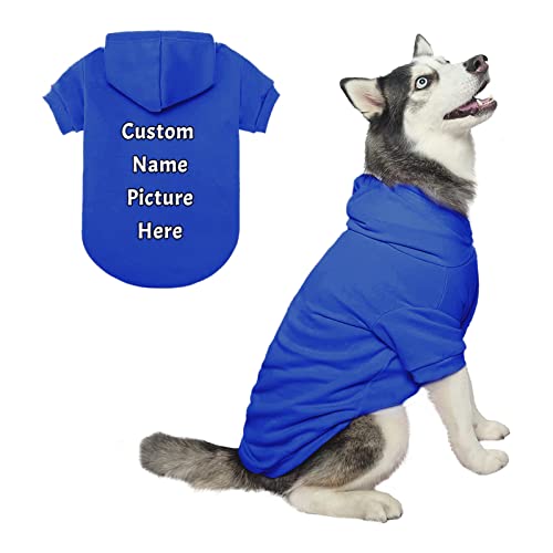 Custom Dog Hoodie Set with Name Photo, Personalized Pet Warm Sweater Hoodies for Small Medium Dogs & Cat Puppy