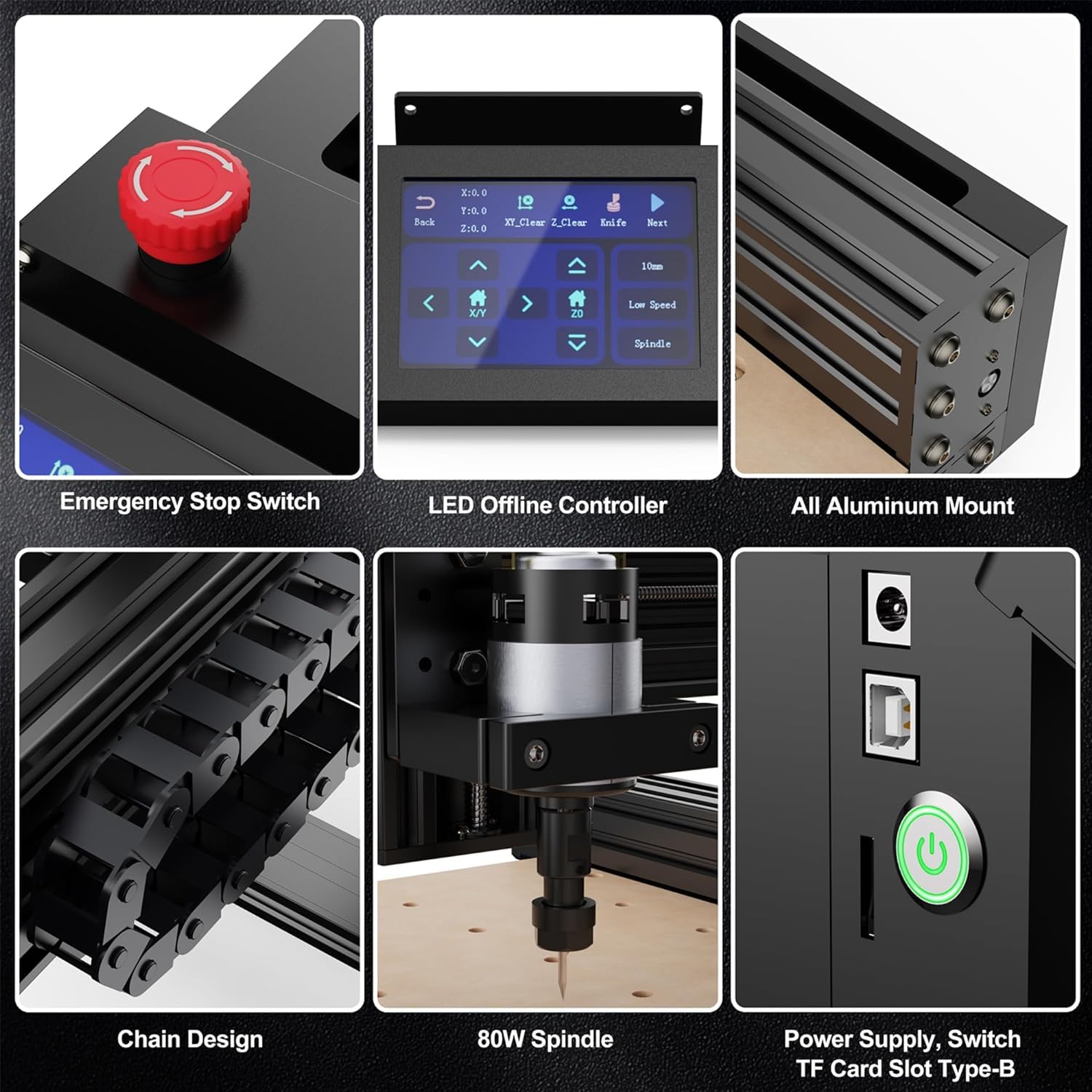 CNC Router Machine, 3-Axis All-Metal CNC Machine TTC450 Working Area 18.1 x 18.1 x 3.1inch for Engraving, Cutting MDF, Acrylic, Solid Wood, Nylon, PCB, Carbon Fiberboard, etc