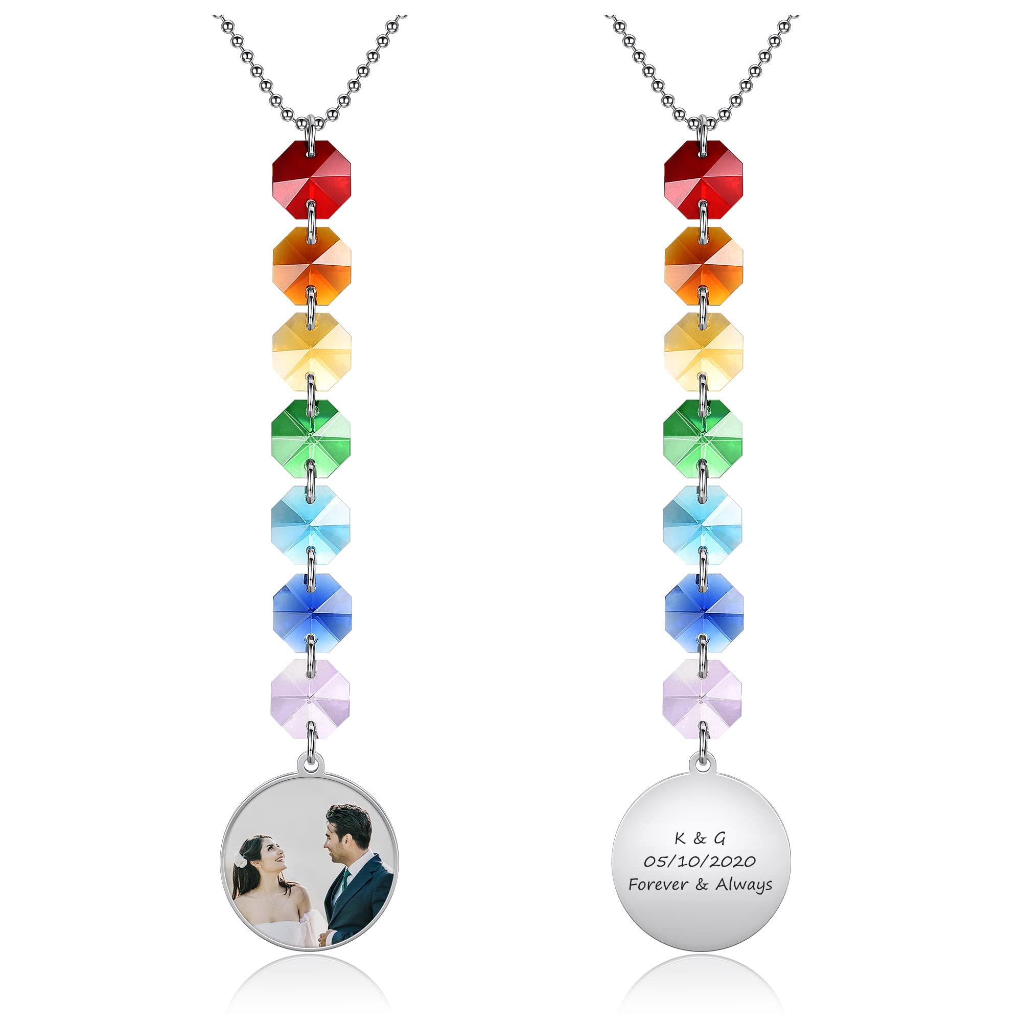 Personalized Master Colorful Glass Pendants Photo Ornament Sun Catcher Hanging Decor Custom Photo Hanging Crystal Pendants for Car, Home, Office,Garden Decoration