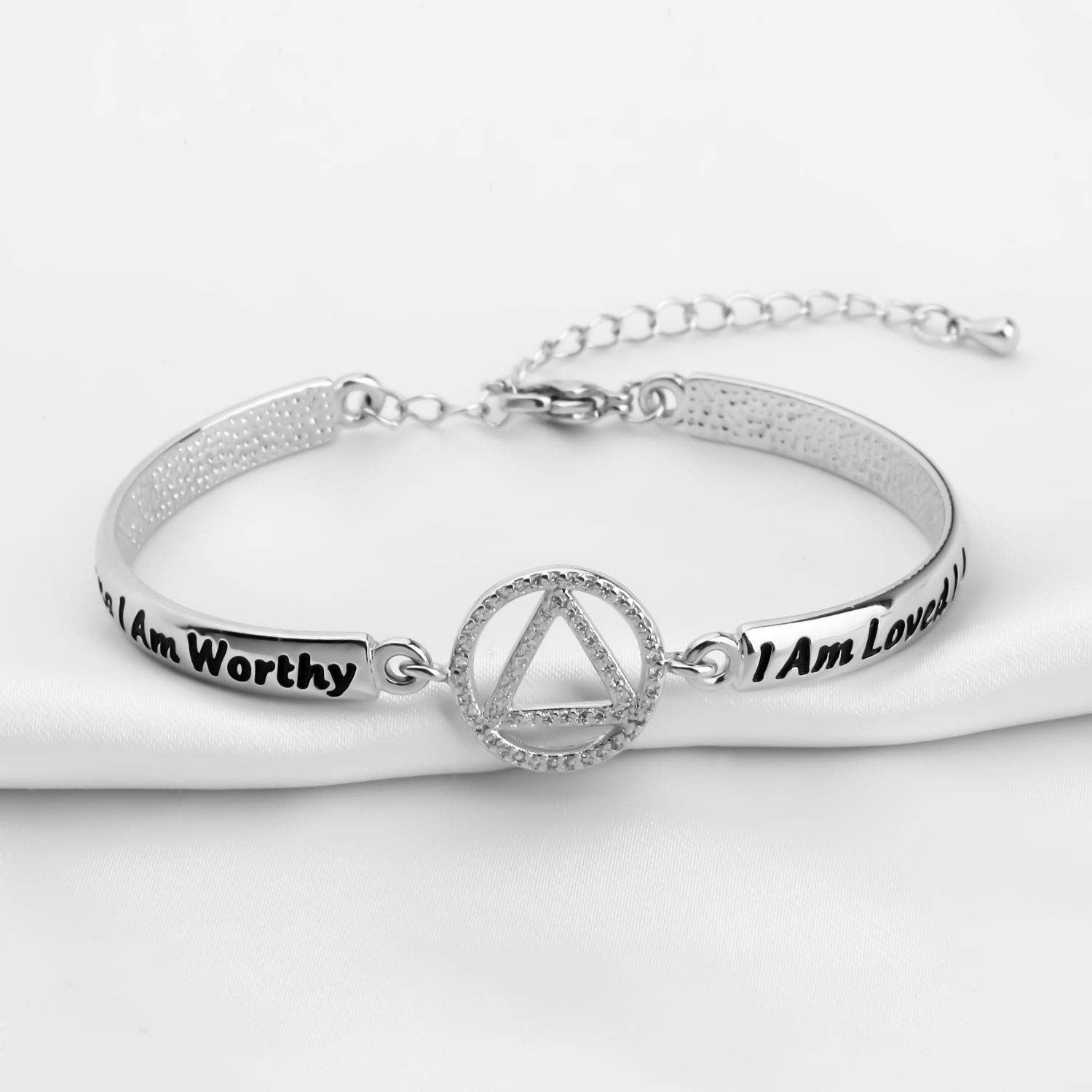 BNQL Alcoholics Anonymous Bracelet AA Sobriety Gifts Sobriety Recovery Bracelet Sober Gifts for Women (SILVER)