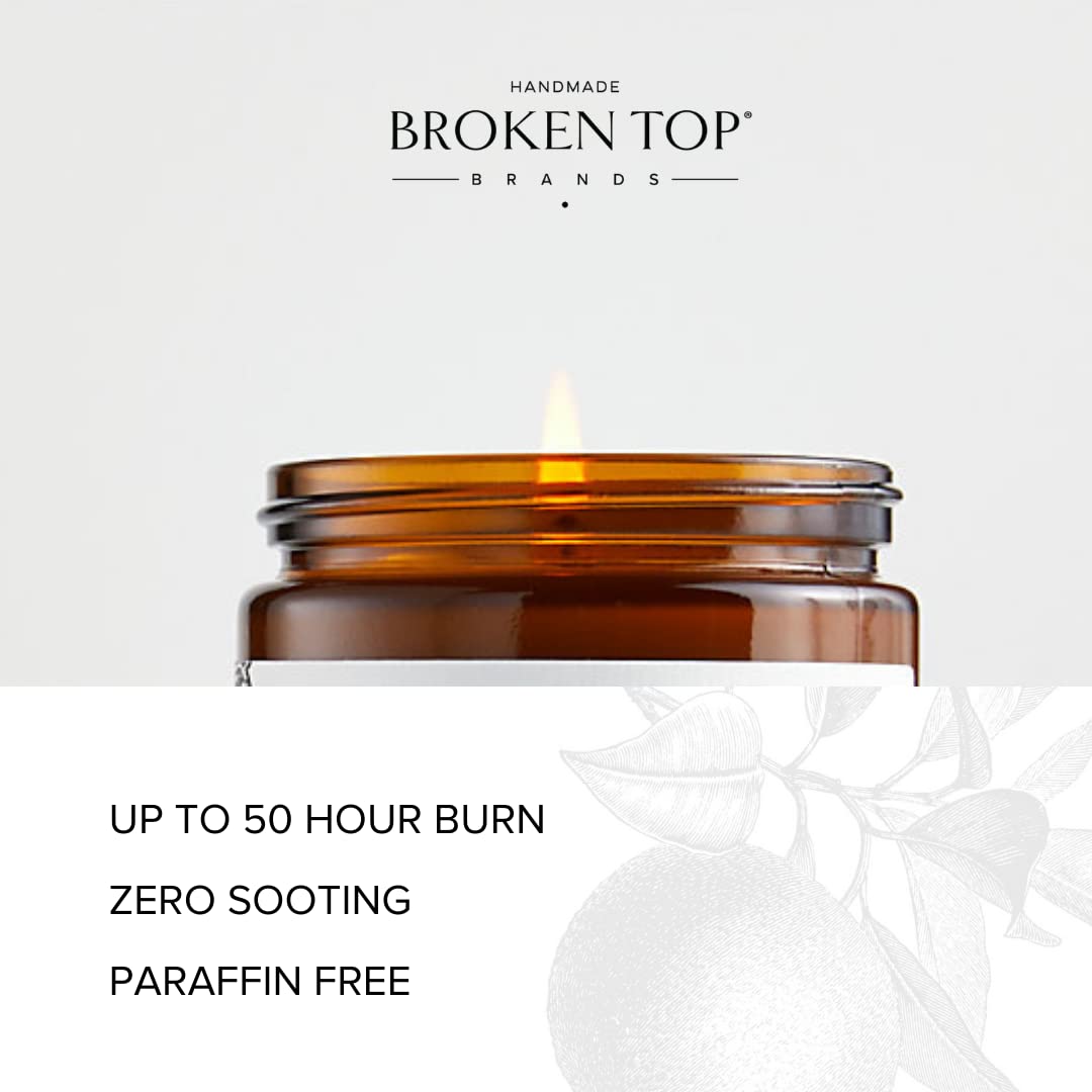 Broken Top Fresh Squeezed Pure Soy Candle | 9 oz. | Bergamot, Blood Orange & Cedar 50-Hour Burn Time. Natural Cotton Wick, Vegan, No Parabens, No Phthalates