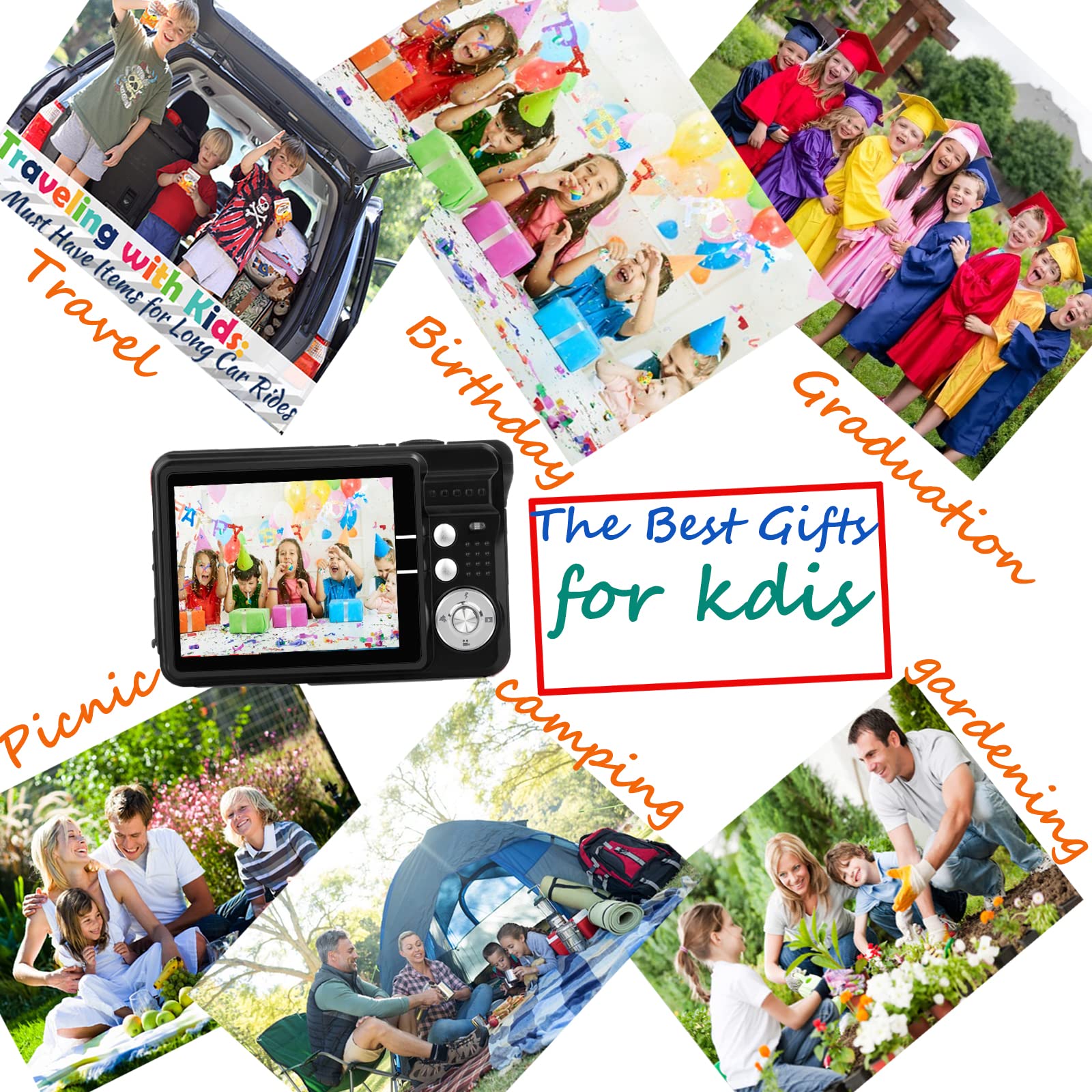 HD Mini Digital Camera, Digital Camera for Kids Teens Students-Travel,Camping,Birthday Gifts