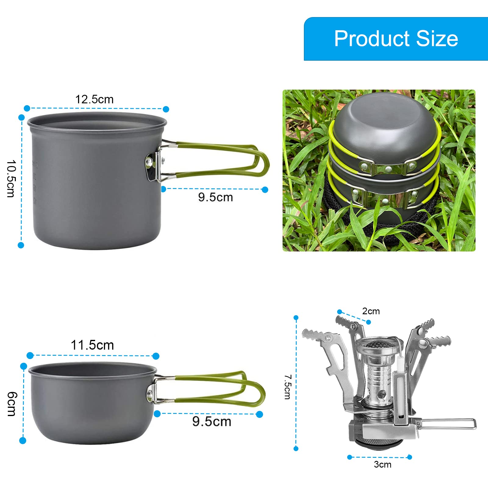 AUTOPkio Camping Cooking Set, Camping Cookware Mess Kit Pots and Pans Set with Portable Stove for Backpacking Picnic Outdoor