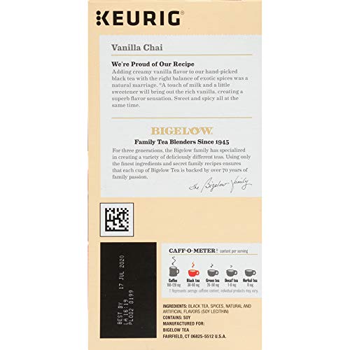 Bigelow Vanilla Chai Black Tea Keurig K-Cups, 24 Count Box (Pack of 1), Caffeinated 24 K-Cup Pods Total
