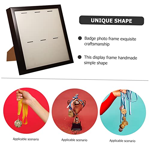 GAFOKI Box Medal Display Frame Multi Purpose Hanger Wood Easel Stand Desktop Decor Sports Medal Display Box Medal Frame Shadow Box Display Case Medal Holder Badge Photo Holder Metal Wood