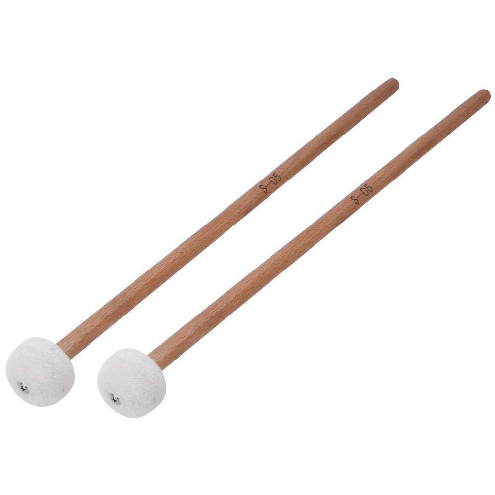 Jacksking Drum Mallets Sticks 2Pcs Mallet Percussion Drum Mallet Hammer White Felt Timpani Snare Drum Musical Instrument Accessories