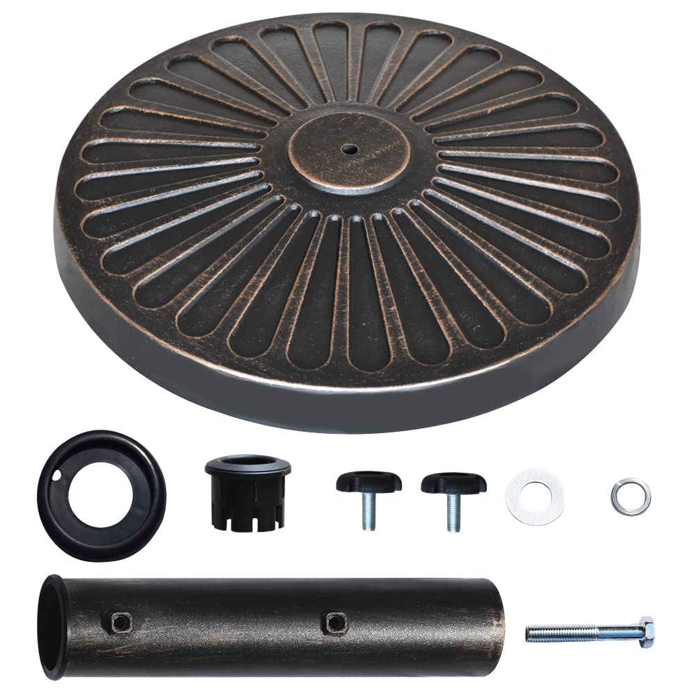 EliteShade USA Umbrella Base Stand Market Patio Outdoor Heavy Duty Umbrella Holder with Concave Radial Pattern,Bronze