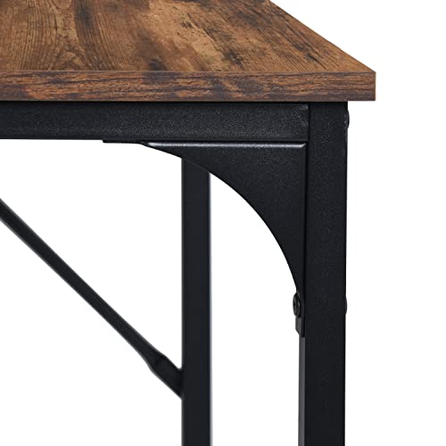 Homy Casa Inc Dembe KD 140CM Fabric Computer Desk, Writing Table, Black, Brown, 55 inch