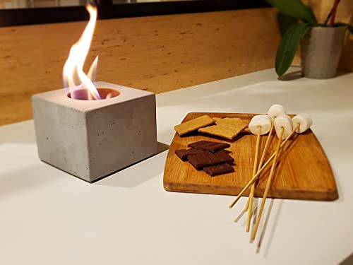 Concrete Encounter Concrete Square Tabletop Indoor fire Bowl fire Pit, The Fire Pot., SM-S, Gray, 5In x 5In x 4In